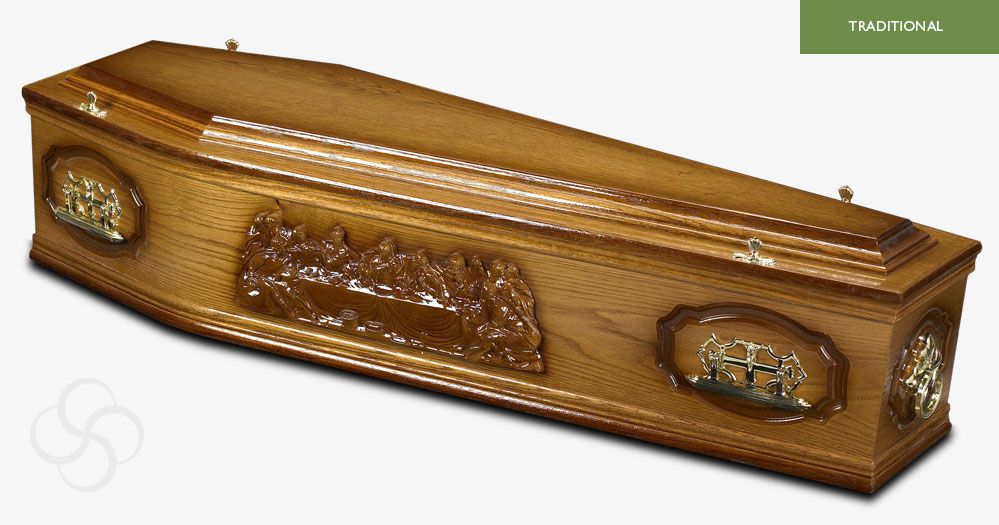 HARDWICK Traditional Coffin Medium Oak - Signature Funerals Bury
