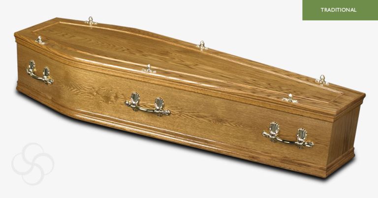 HARDWICK Traditional Coffin Medium Oak - Signature Funerals Bury