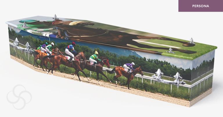 Printed Wooden Coffin With Personalised Vinyl Wrap - Racing - Signature ...