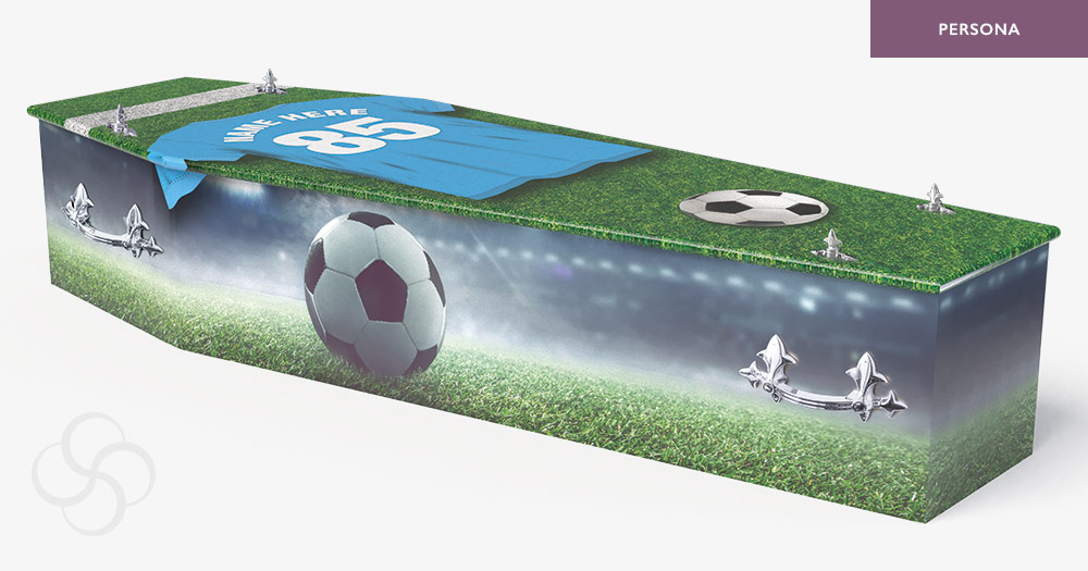 Printed Wooden Coffin With Personalised Vinyl Wrap - Football ...