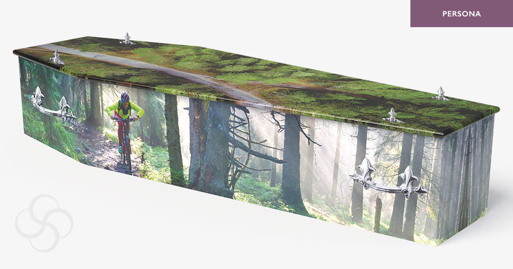 Printed Wooden Coffin With Personalised Vinyl Wrap - Mountain Bike ...