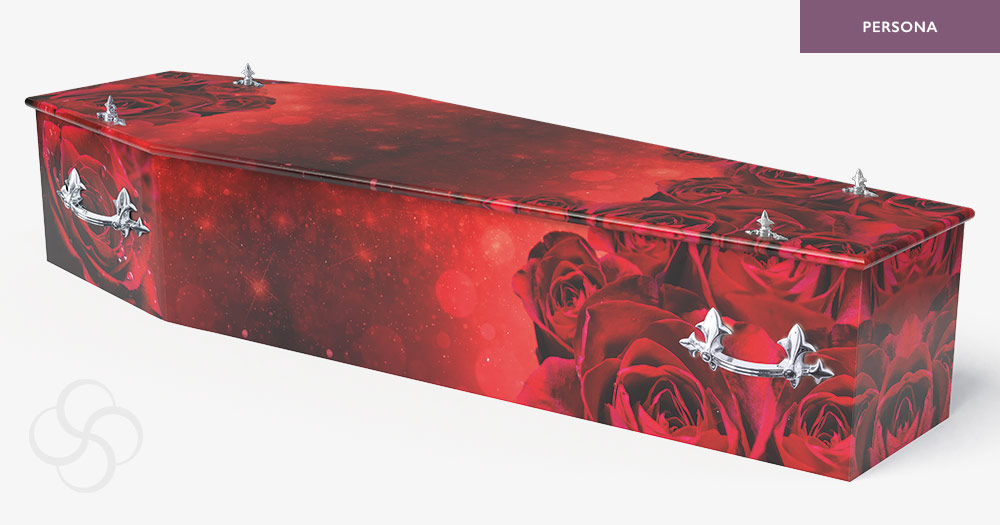 PERSONA Printed Coffin RED ROSES - Signature Funerals Bury
